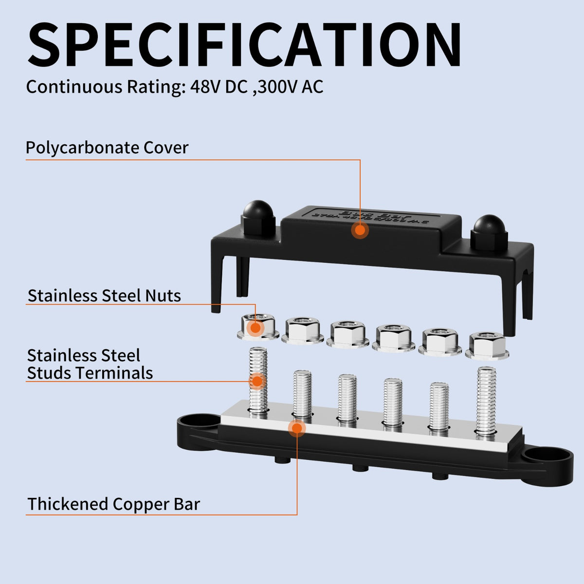 SunDale Canada 275A Power Busbar Kit – Black & Red, 4-Pole (M8) with P ...